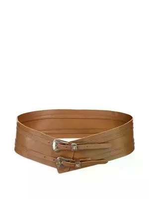 Streets Ahead Double-buckle Leather Belt - Brown