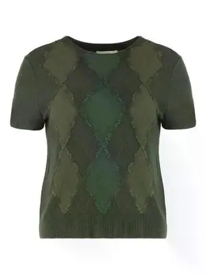 Vince Diamond-pattern Short-sleeve Top