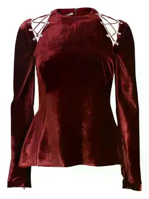 Antonio Berardi Lace-up Velvet Blouse