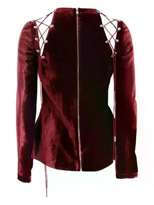 Antonio Berardi Lace-up Velvet Blouse