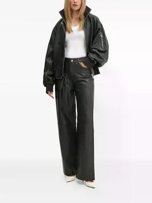 WON HUNDRED Pleated-front Leather Trousers
