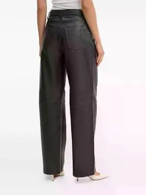 WON HUNDRED Pleated-front Leather Trousers