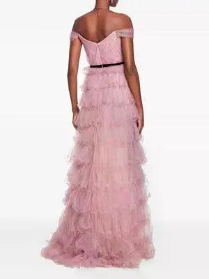 Marchesa Off-shoulder Ruffled Gown