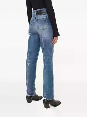 WON HUNDRED Paint Detail Straight Leg Jeans