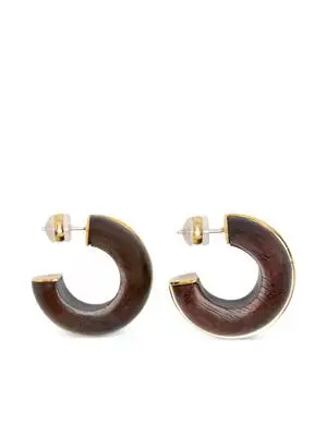 LIZZIE FORTUNATO Halo Acacia Wood Hoop Earrings - Brown
