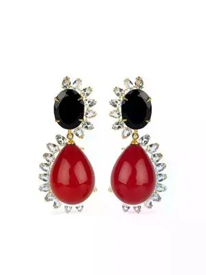BOUNKIT JEWELRY Gemstone-embellished Drop Earrings - Gold