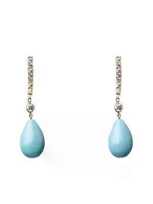 Piranesi 18k Yellow Diamond And Turquoise Drop Earrings - Gold