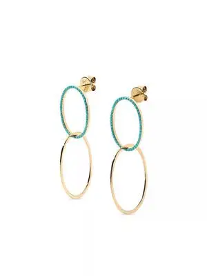 Devon Woodhill Yellow And Turquoise Double Circle Earrings - Gold