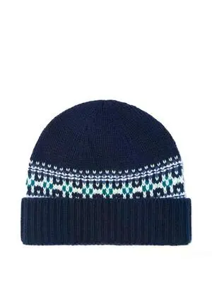 Eric Bompard Fair-isle Jacquard Beanie - Blue