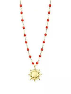 Gigi Clozeau 18k Yellow Beaded Chain Necklace With Sun Pendant - Gold