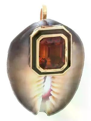 DEZSO 18k Rose Gold Citrine Cowry Pendant - Pink