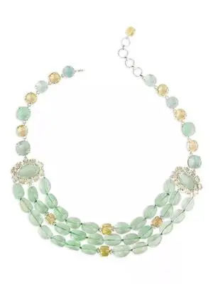 BOUNKIT JEWELRY Beaded Layered Necklace - Silver