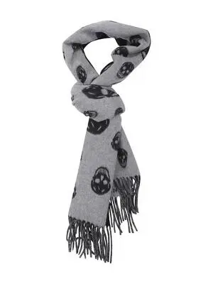 Alexander McQueen Skull-pattern Fringed Scarf - Grey