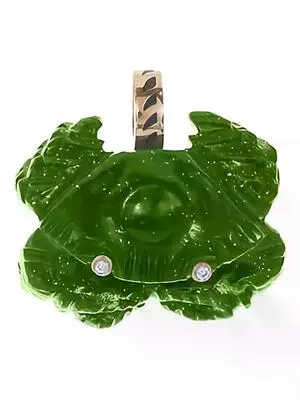 DEZSO 18k Rose Malachite, And Diamond Crab Pendant - Gold