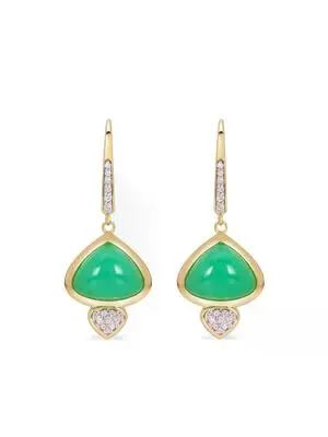 Marina B 18k Yellow Trisolina Chrysoprase And Diamond Drop Earrings - Gold