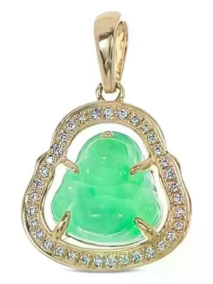 DANA REBECCA DESIGNS 14k Mini Buddha Diamond And Jade Pendant - Gold