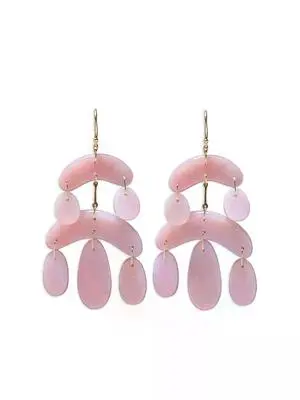 TEN THOUSAND THINGS Yellow Gold Opal Chandelier Earrings - Pink