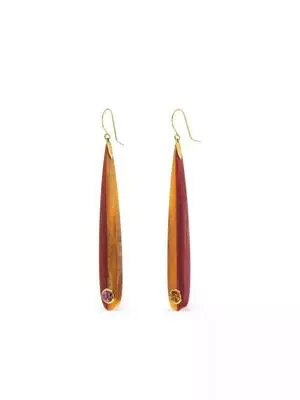 Mark Davis 18k Yellow Gold Bakelite Earrings - Orange