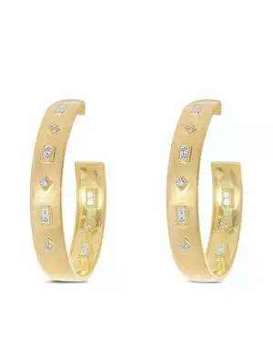 TANYA FARAH 18k Gold Diamond Hoop Earrings - Yellow