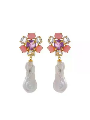 BOUNKIT JEWELRY Baroque Pearl Drop Earrings - Gold