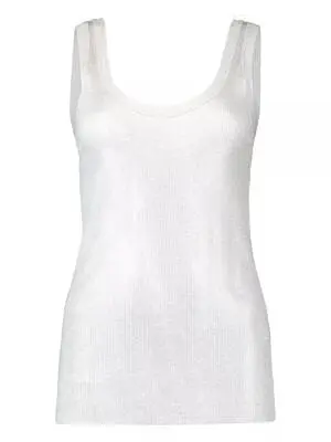Brunello Cucinelli Ribbed Foiled Top - Silver