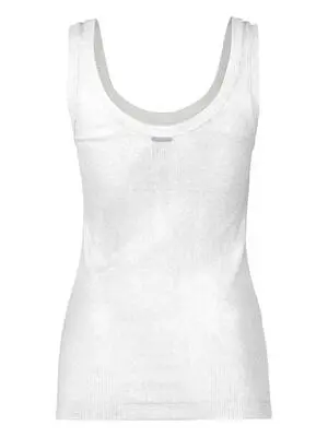 Brunello Cucinelli Ribbed Foiled Top - Silver