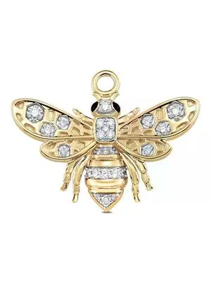 Sara Weinstock 18k Yellow Medium Queen Bee Diamond Necklace Charm - Gold