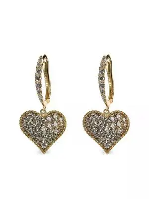 LISA NIK 18kt Yellow Diamond Heart Hoop Earrings - Gold