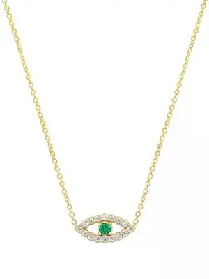 JENNIFER MEYER 18k Yellow Evil Eye Diamond And Emerald Necklace - Gold