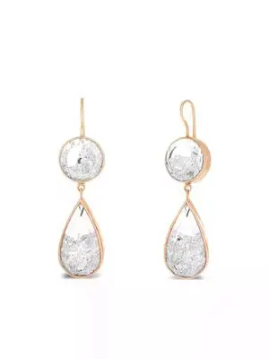 Moritz Glik 18k Rose Gold Diamond And Sapphire Shaker Double Drop Earrings - Pink