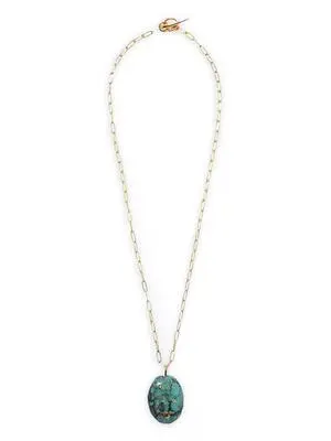 LIZZIE FORTUNATO Turquoise Pendant Necklace - Gold