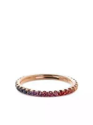 LISA NIK 18kt Rose Gold Rainbow Sapphire Ring - Pink