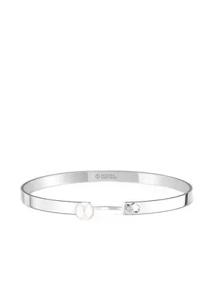 NOUVEL HERITAGE 18k White Gold Diamond And Pearl Bangle - Silver