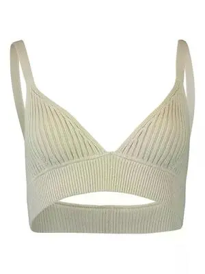 Michael Kors Ribbed Cashmere Bra Top - Neutrals