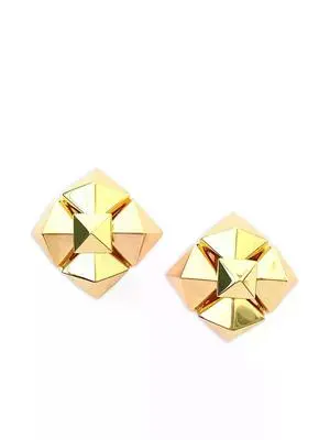 BROOKS BROTHERS 18k Yellow Gold Pyramid Cluster Earrings