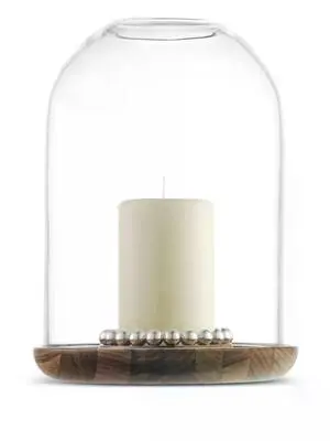 Christofle Glass-dome Walnut-base Hurricane - Brown