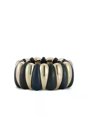 Roberto Demeglio 18k Yellow Gold And Porcelain Stretch Ring - Black