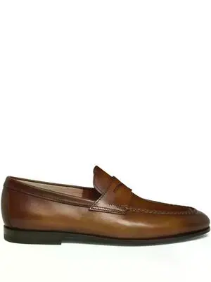 Santoni Leather Penny Loafers