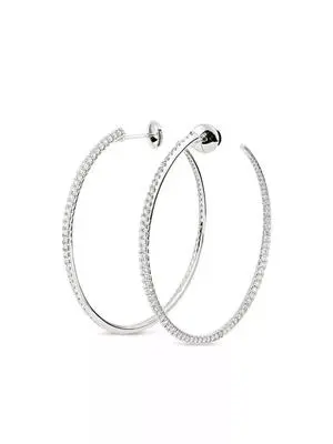 ENGELBERT 18k White Gold Twisted Diamond Hoop Earrings - Silver