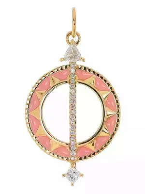 Monica Rich Kosann 18k Yellow Gold Sundial Diamond Pendant - Pink