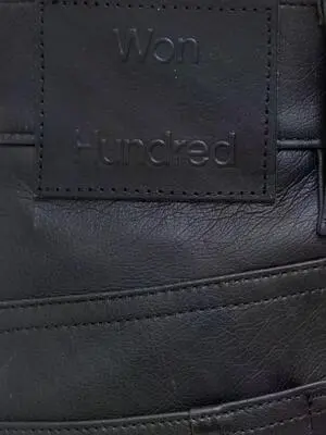 WON HUNDRED Logo-patch Leather Trousers