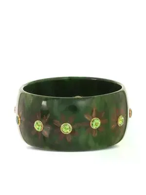 Mark Davis 18k Yellow Peridot Flower Bangle - Gold