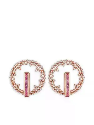 ANANYA 18k Rose Gold Diamond And Sapphire Hoop Earrings - Pink