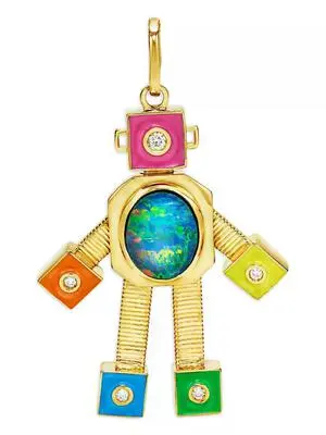 VAN ROBOT 18k Yellow Galaxy Heart Robot Pendant - Gold