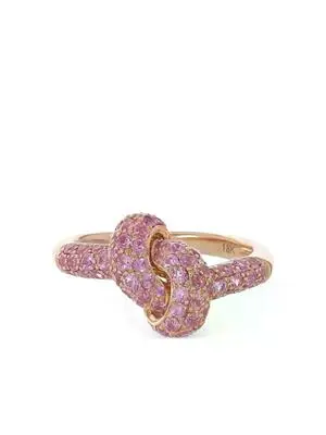 THE LOVE KNOT BY CORALIE 18k Rose Knot Ring With Pink Sapphires - Gold