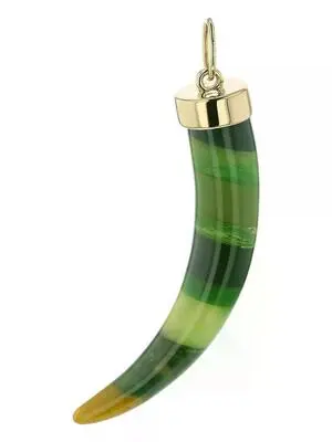 Mark Davis 18k Yellow Gold Tusk Bakelite Pendant Charm - Green