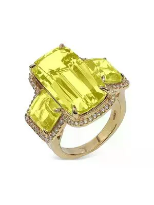 Goshwara 18k Yellow Diamond And Lemon Quartz Ring - Gold