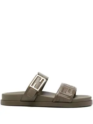 Fendi Embossed Ff Buckle Sandals