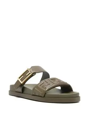 Fendi Embossed Ff Buckle Sandals