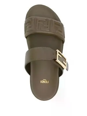 Fendi Embossed Ff Buckle Sandals